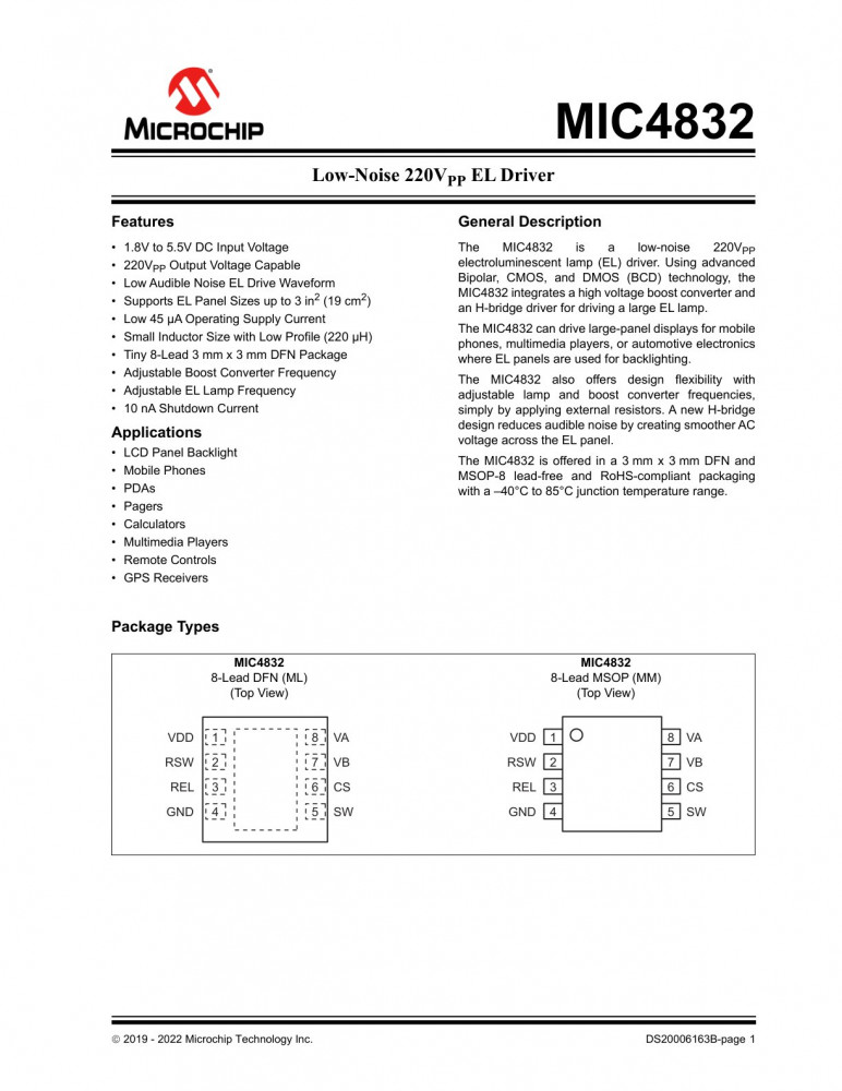 MIC4832YMM datasheet page 1