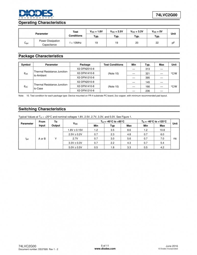 74LVC2G00HK3-7 datasheet page 5