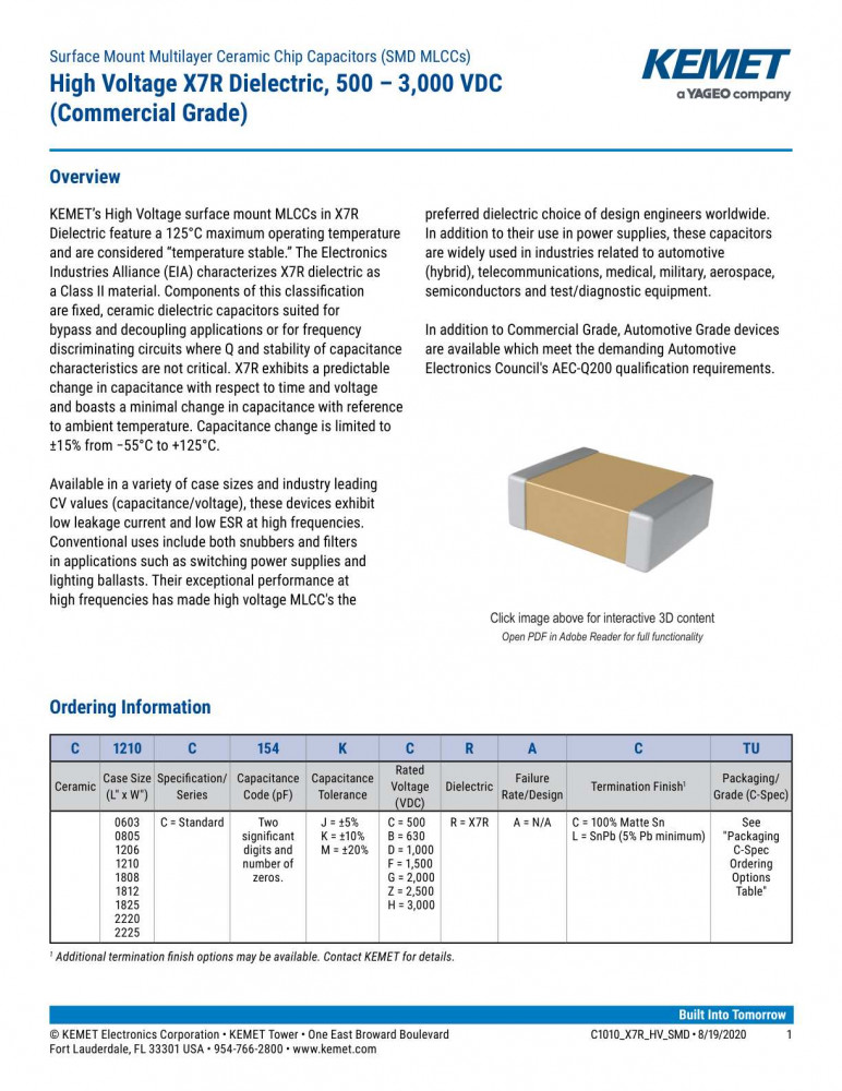 KEMET datasheet page 1