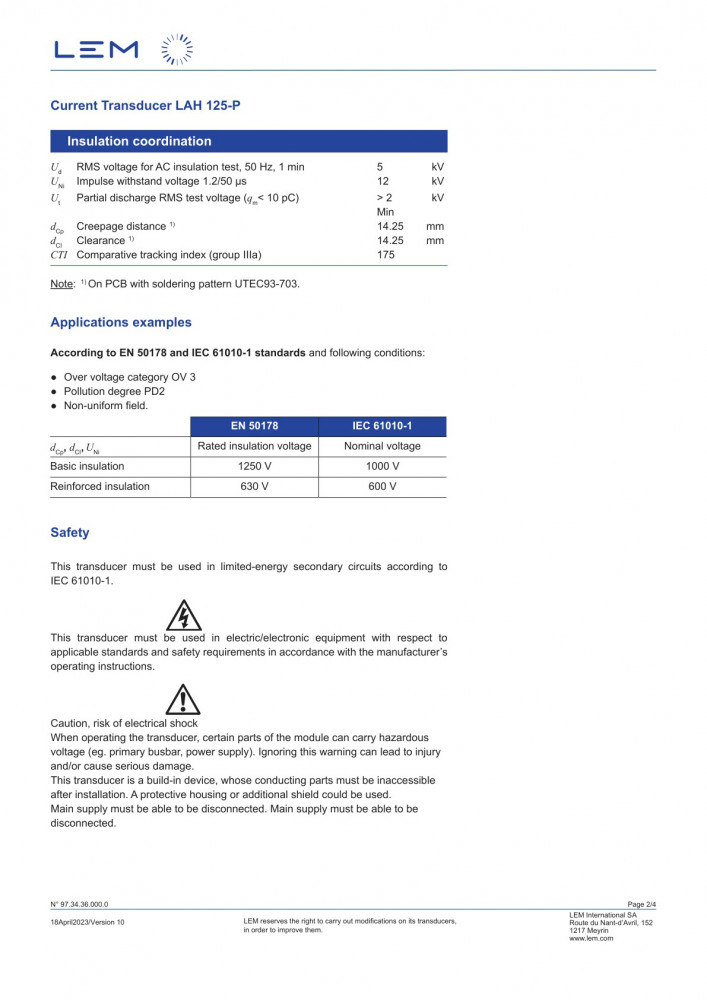 LAH 125-P technical document page 2