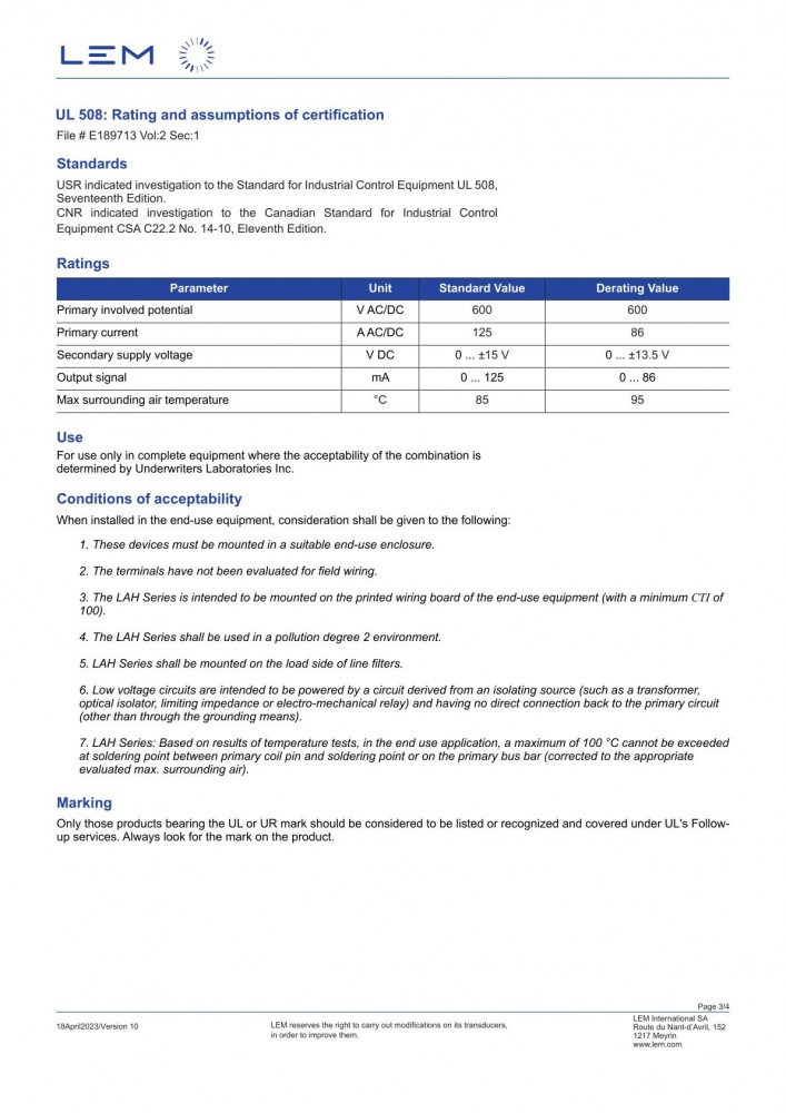 LAH 125-P technical document page 3