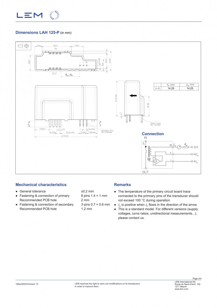 LAH 125-P technical document page 4
