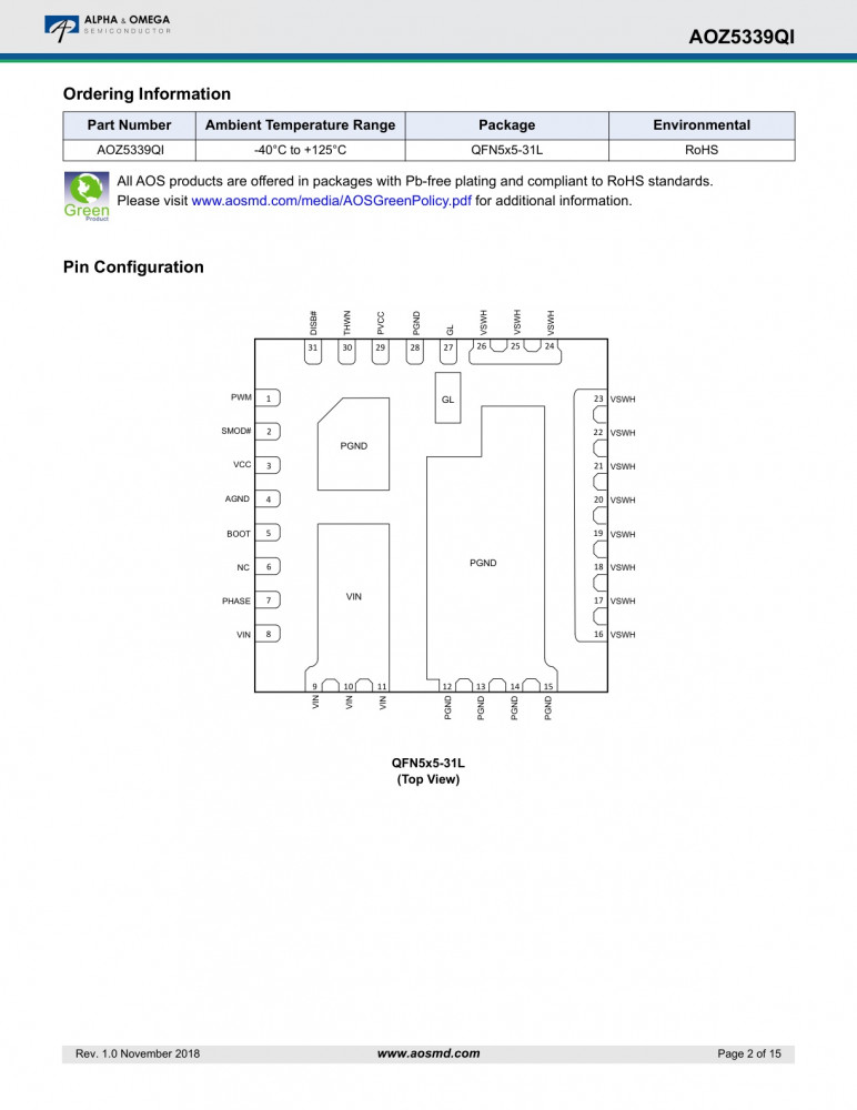 AOZ5339QI document preview, page 2
