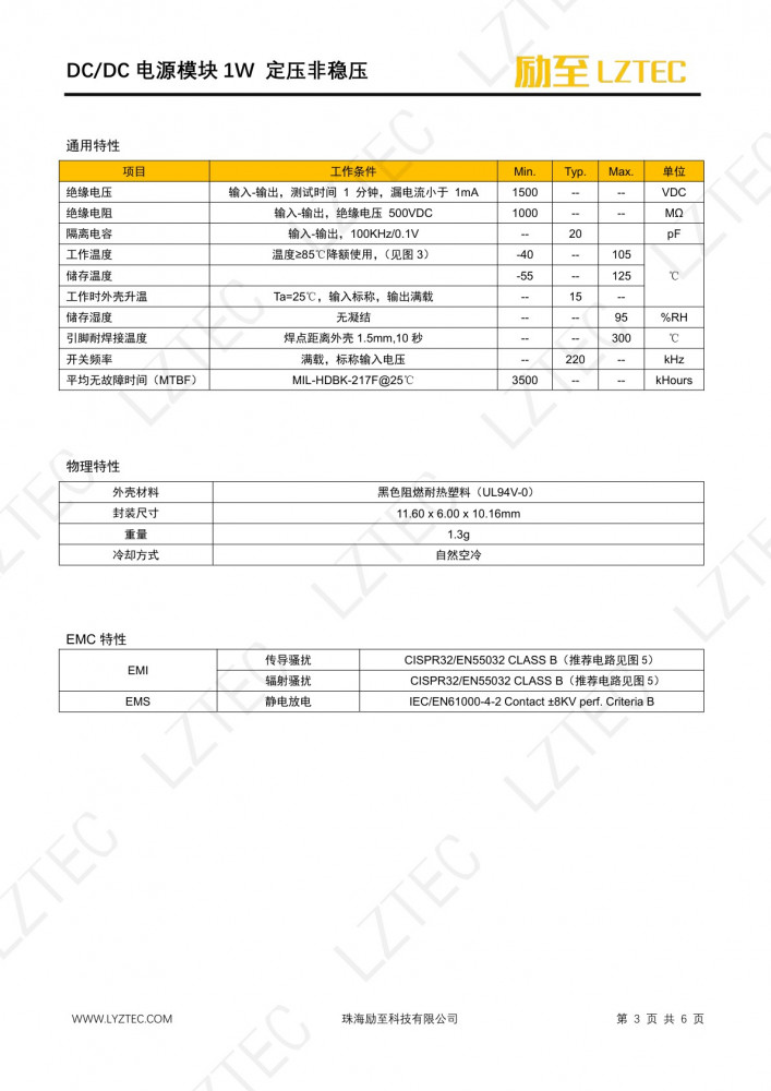B1203S-1W datasheet page 3