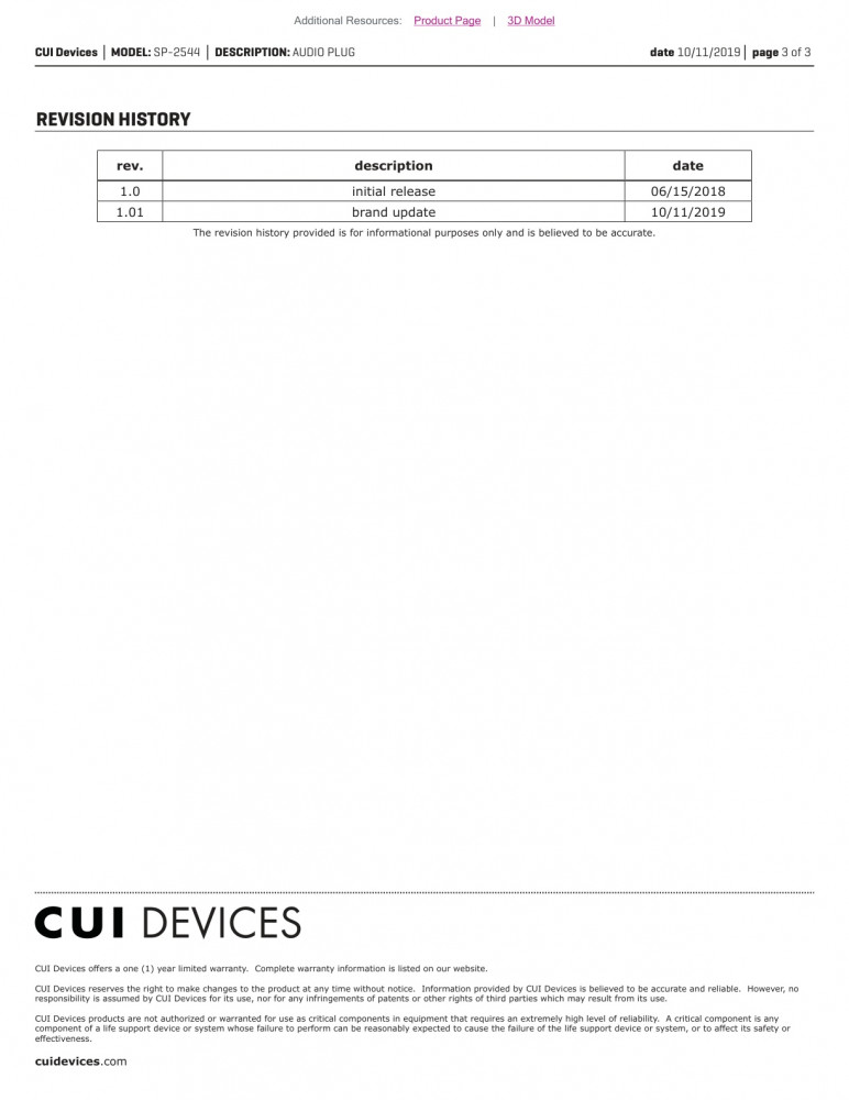 CUI SP-2544 technical document page 3