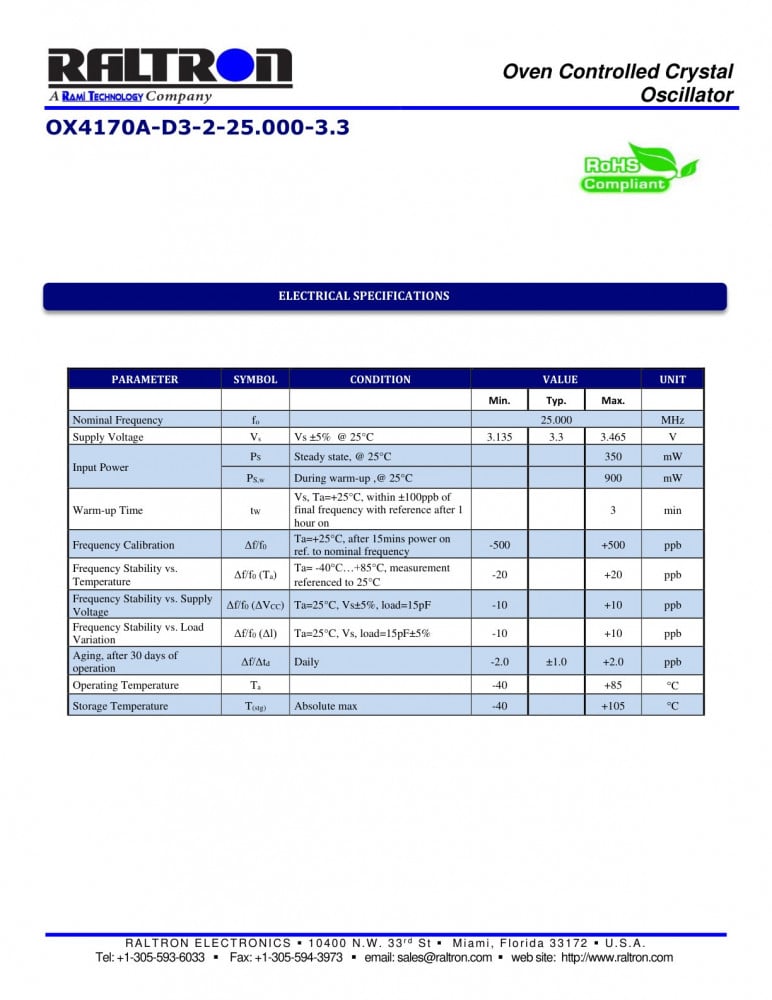 OX4170A-D3-2-25.000-3.3 datasheet page 1