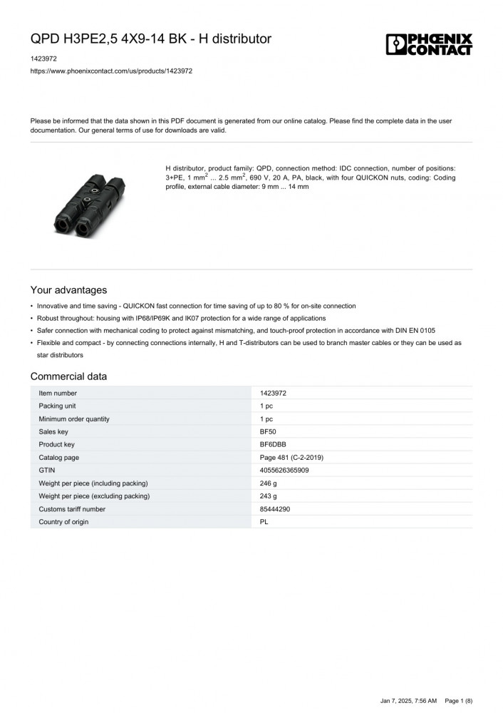 Phoenix Contact 1423972 technical document page 1