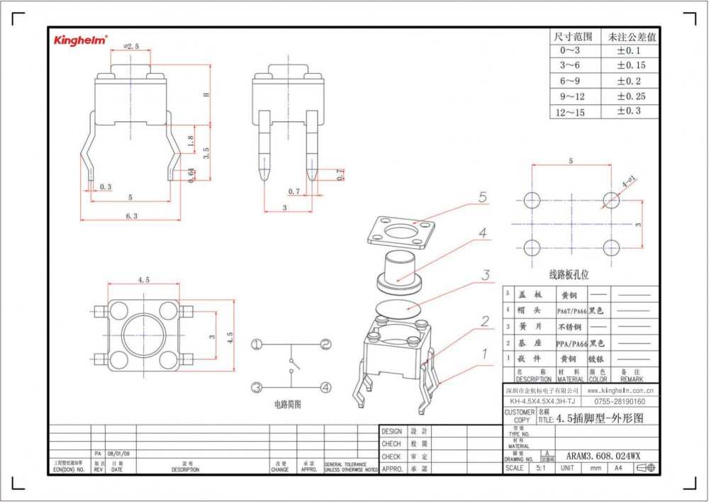 Kinghelm KH-4.5X4.5X4.3H-TJ technical drawing page