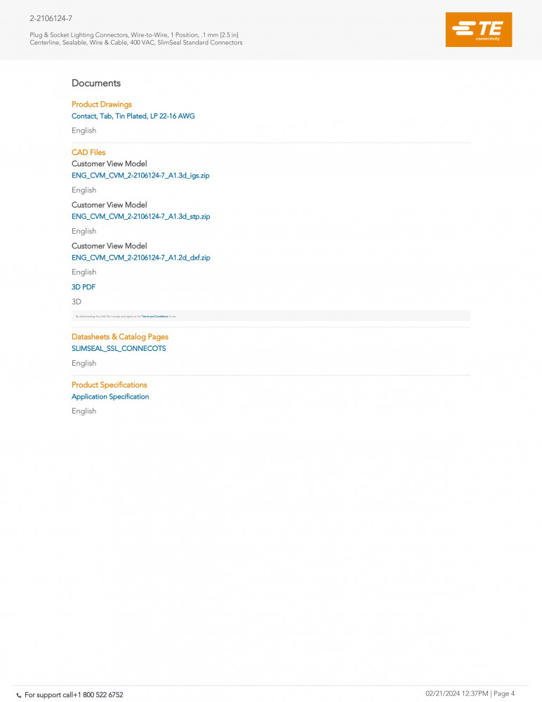 TE Connectivity 2-2106124-7 technical document page 4