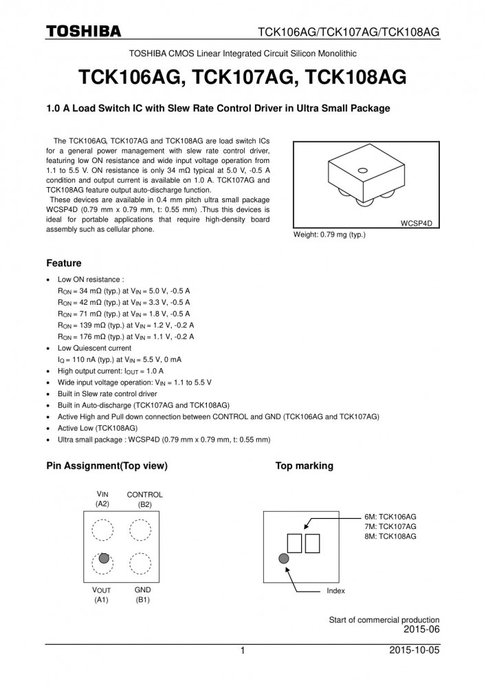 TCK107AG datasheet page 1