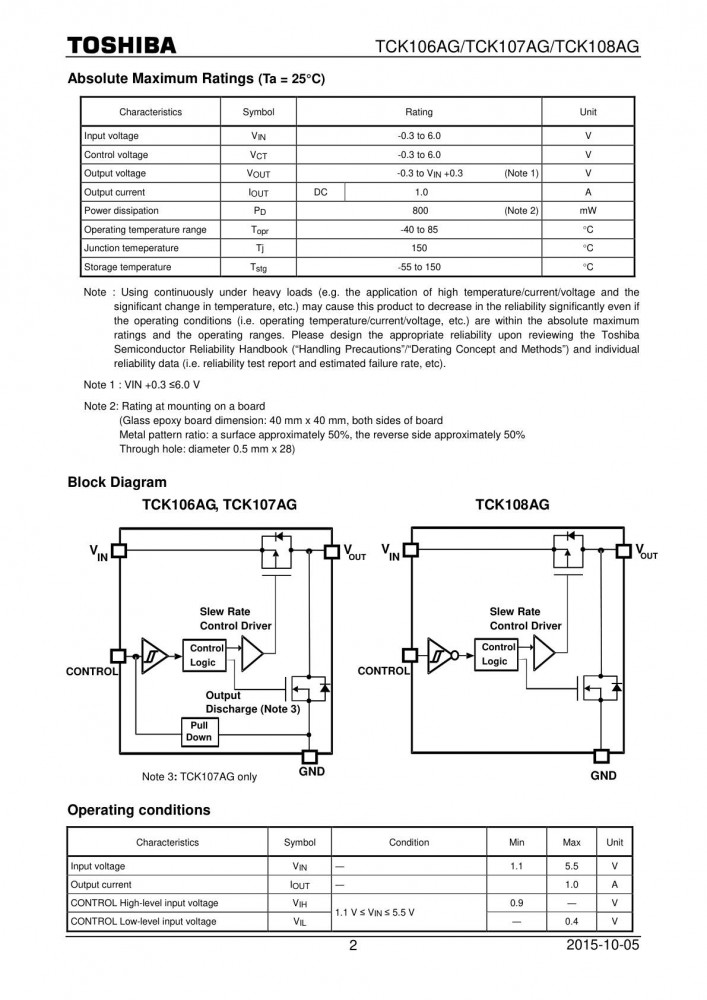 TCK107AG datasheet page 2