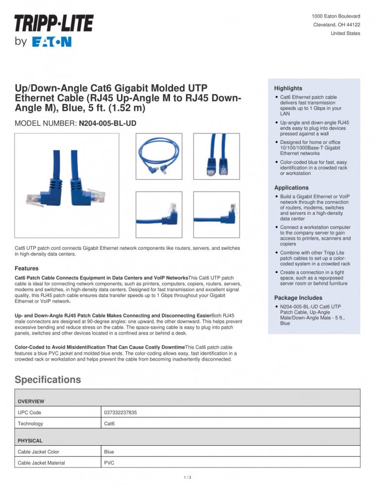 N204-005-BL-UD technical document page 1