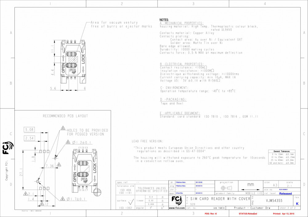 7111S2015X02LF SIM card reader drawing page 2
