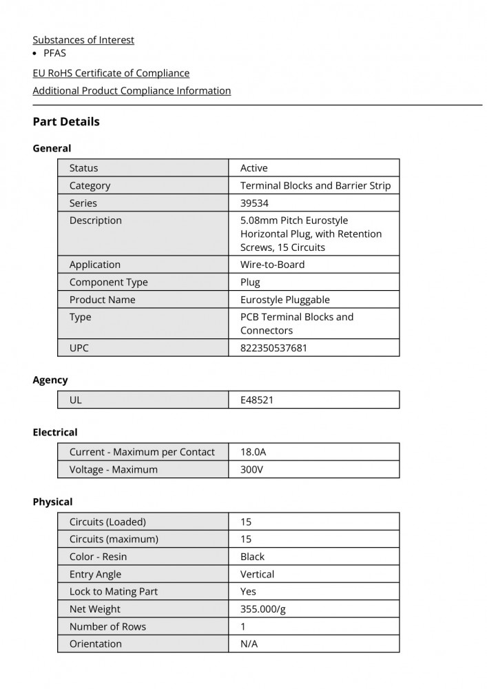 ESE Eurostyle terminal block specification page 2