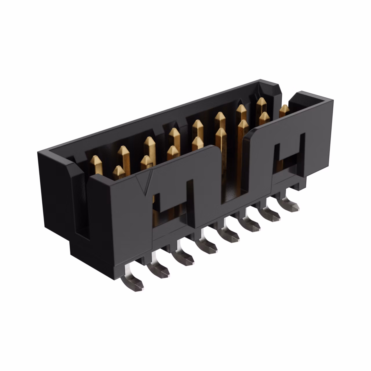 2.00mm Pitch, Milli-Grid PCB Header, Dual Row, Vertical, Surface Mount, Shrouded, 16 Circuits, 0.05µm Gold (Au) Plating, Dual Side Slots, Dual Friction Locks, Center Polarization, Tube for sale