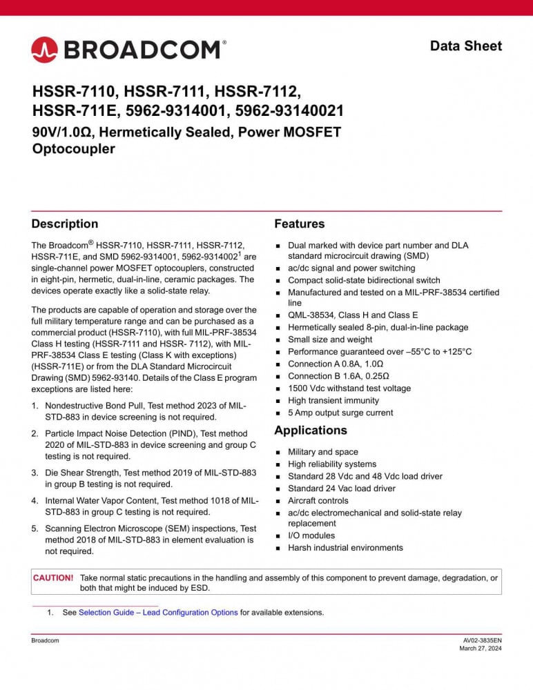 HSSR-7111#300 datasheet page 1