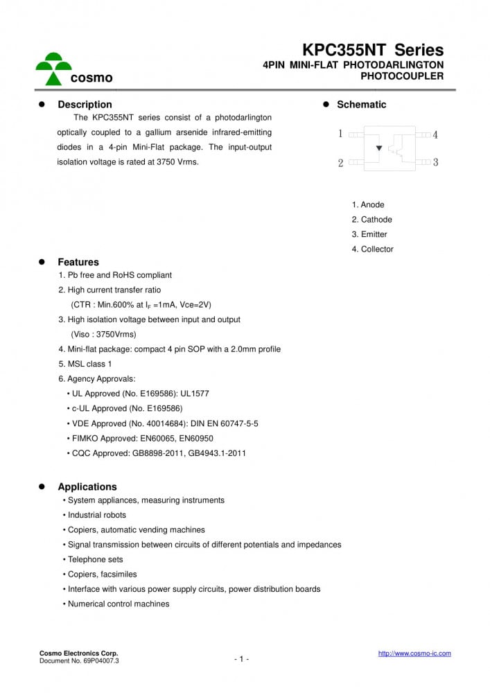 KPC355NT0ETLD datasheet page 1