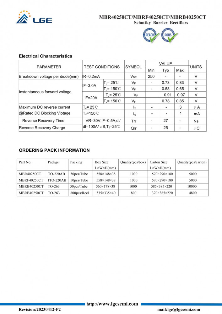 MBRF40250CT datasheet page 2