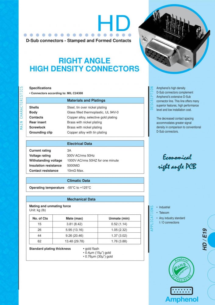 Amphenol L77HDB44SD1CH4F technical document page 1