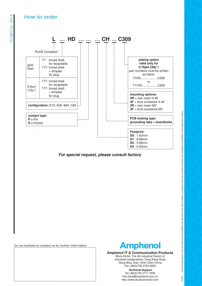 Amphenol L77HDB44SD1CH4F technical document page 4