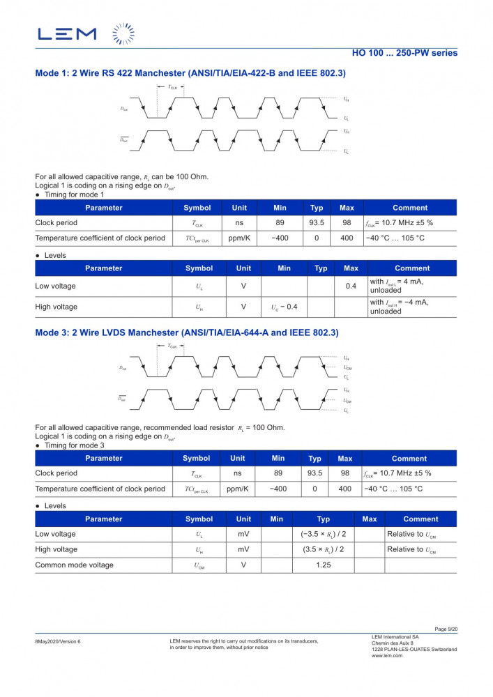 LEM HO-PW datasheet page 9