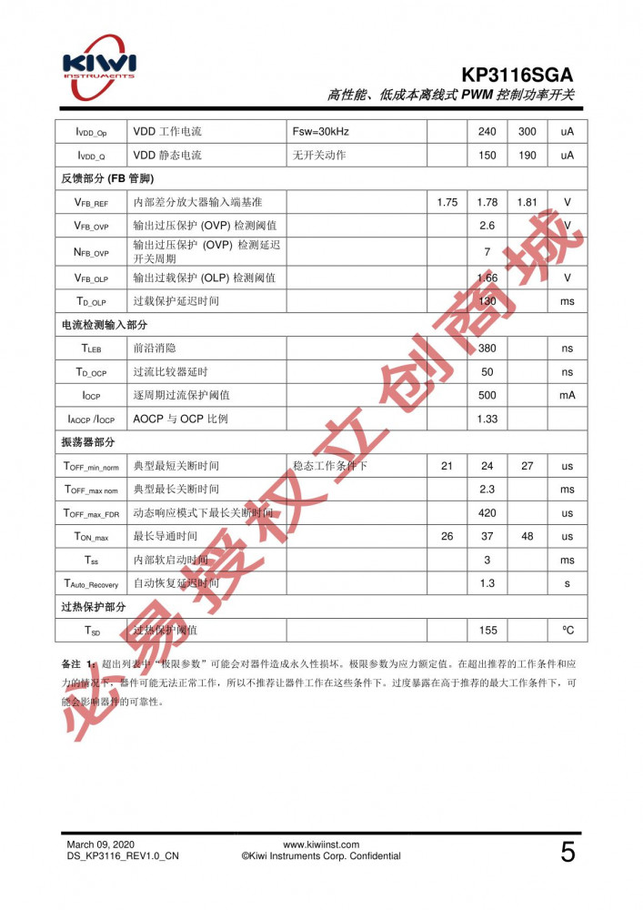 KP3116SGA datasheet page 5