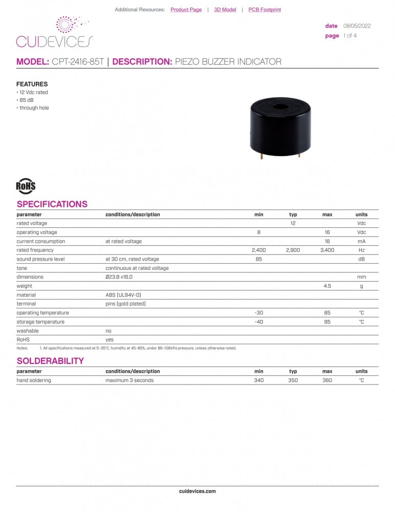 CPI-2416-100T datasheet page 1