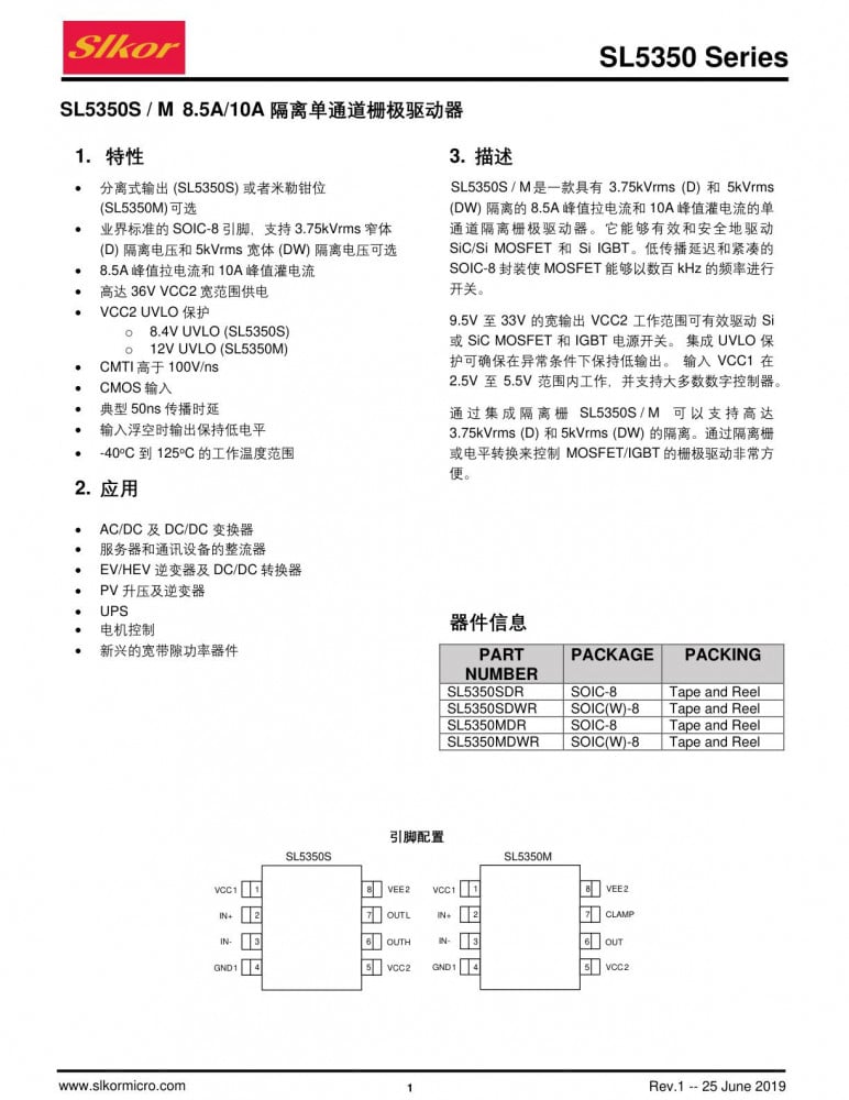 SL5350SDR datasheet page 1