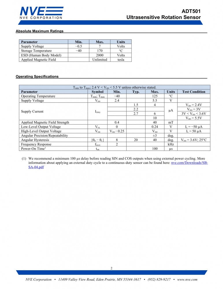 ADT501-10E technical document page 2