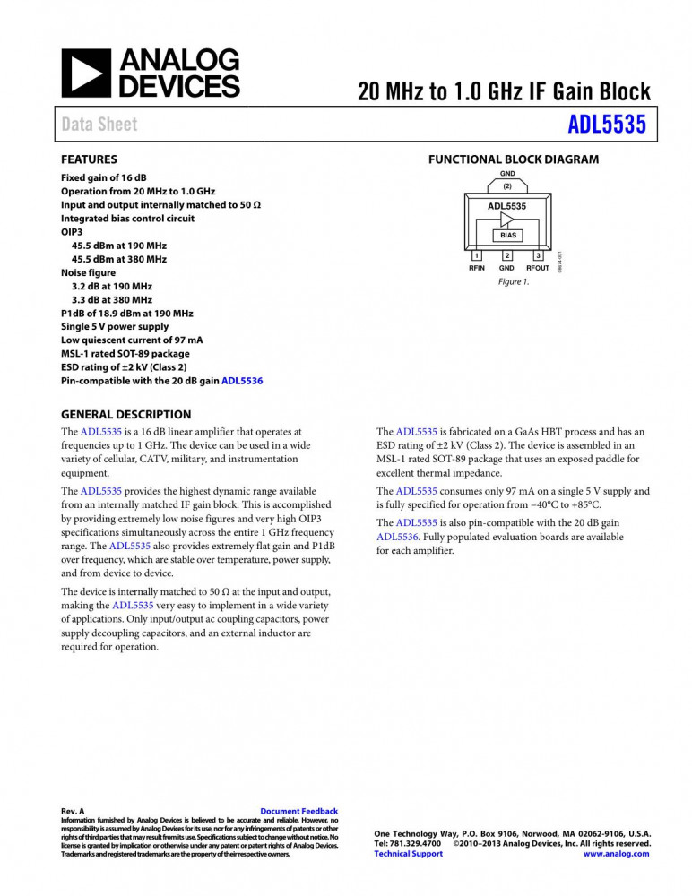 ADL5535 datasheet page 1