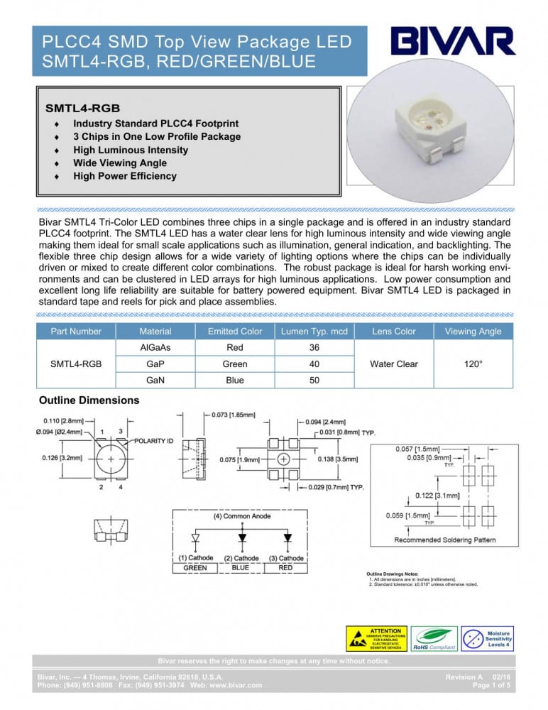 SMTL4-RGB datasheet page 1