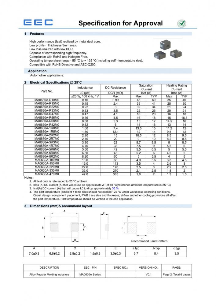 EEC MA0630A Series specification page 3