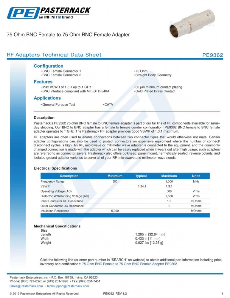 PE9362 technical document page 1