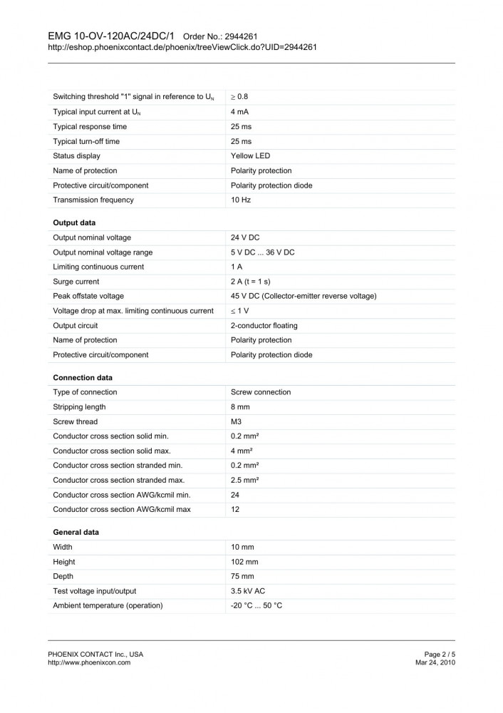 Phoenix Contact 2944261 technical document page 2