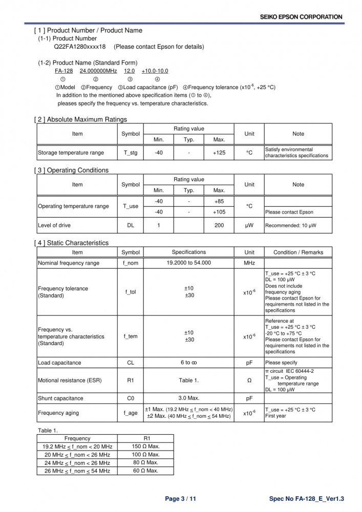 EPSON FA-128 datasheet page 3