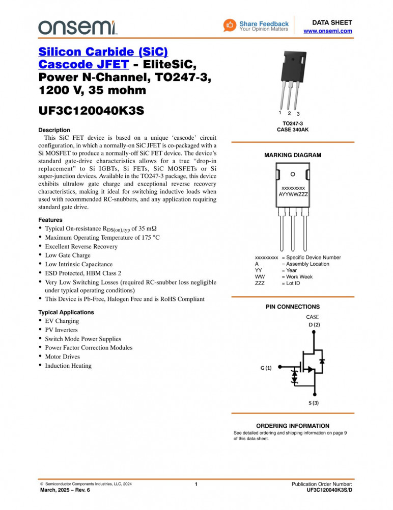 UF3C120040K3S datasheet page 1