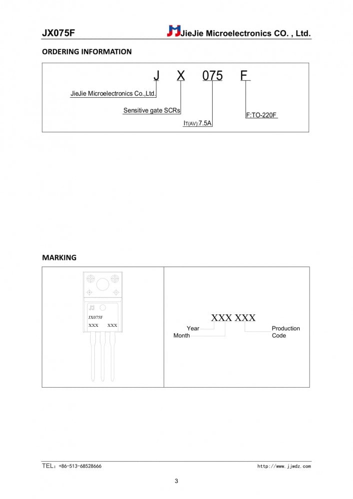 JX075F datasheet page 3