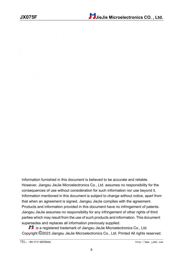 JX075F datasheet page 8