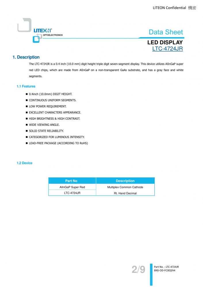 LTC-4724JR datasheet page 3