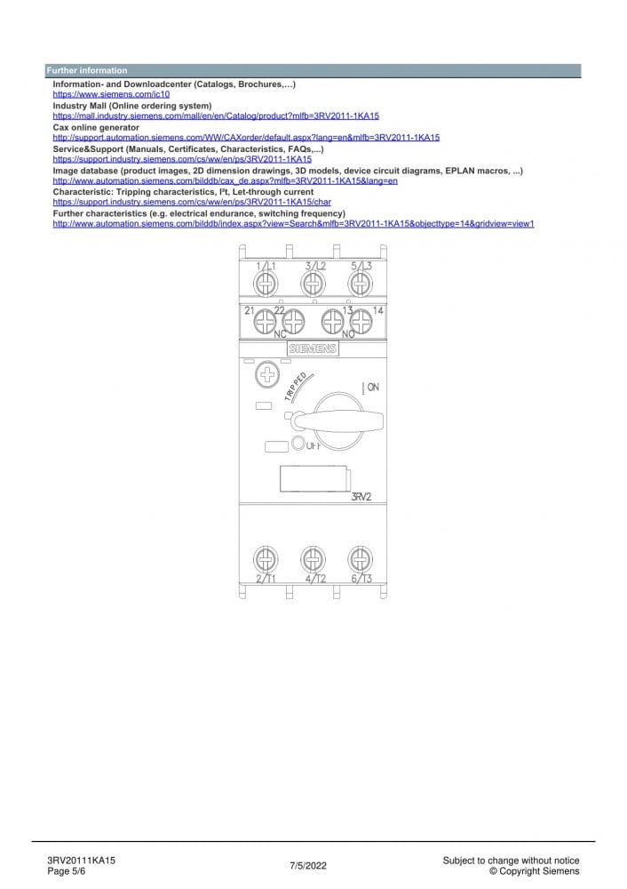 3RV20111KA15 datasheet page 5
