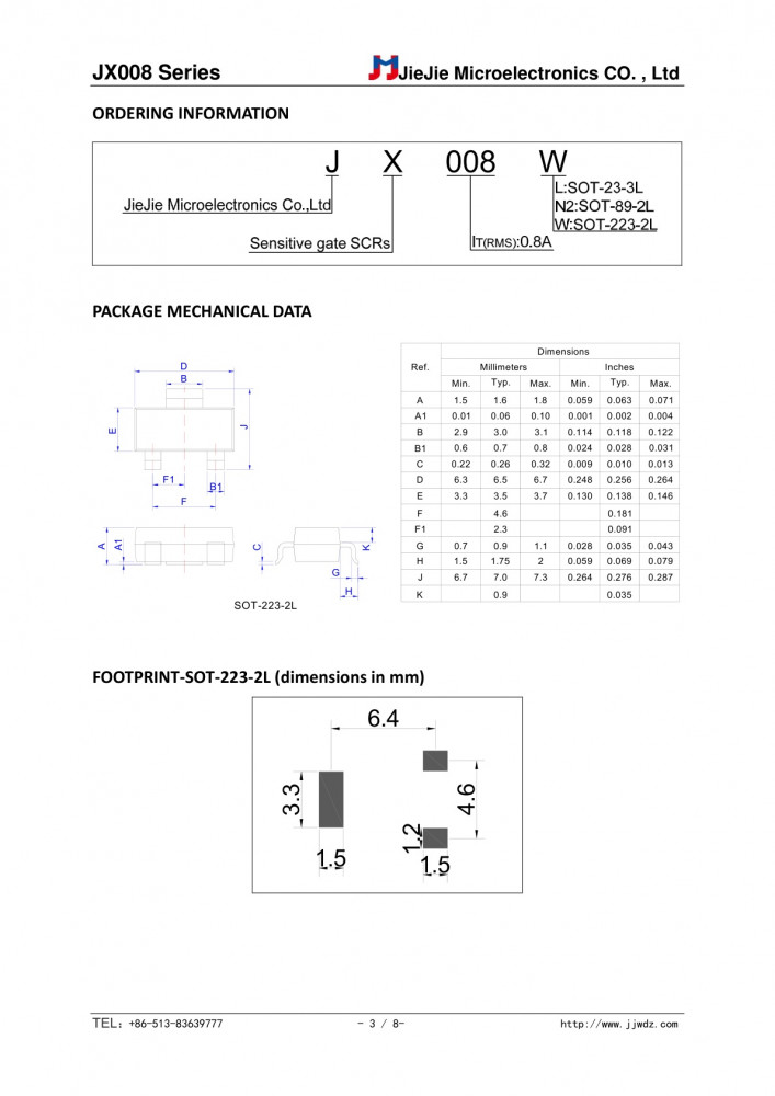 JX008L datasheet page 3