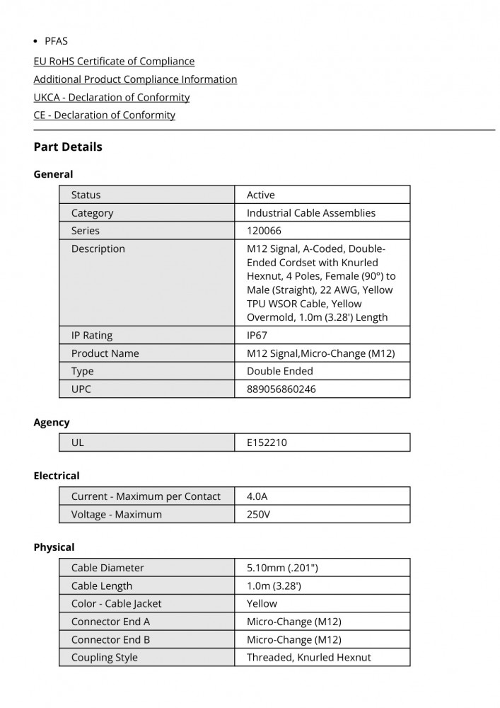 MOLEX Series 120066 cable drawing, page 2