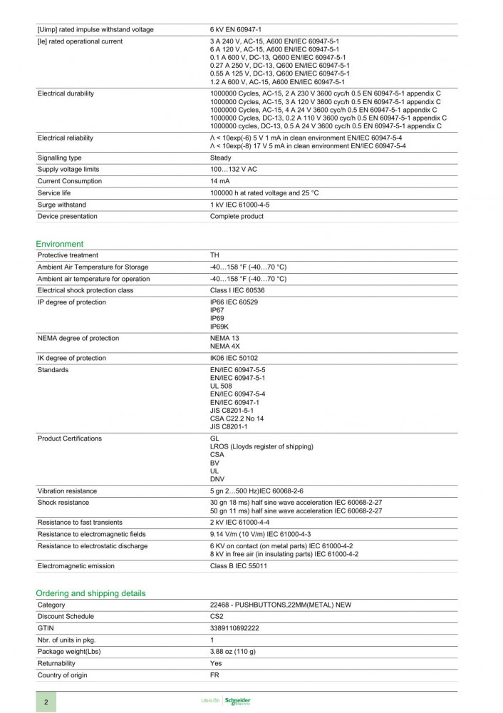 XB4BK123G5 technical document page 2
