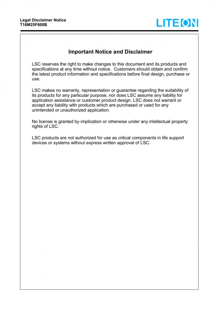 T16M25F600B datasheet page 6