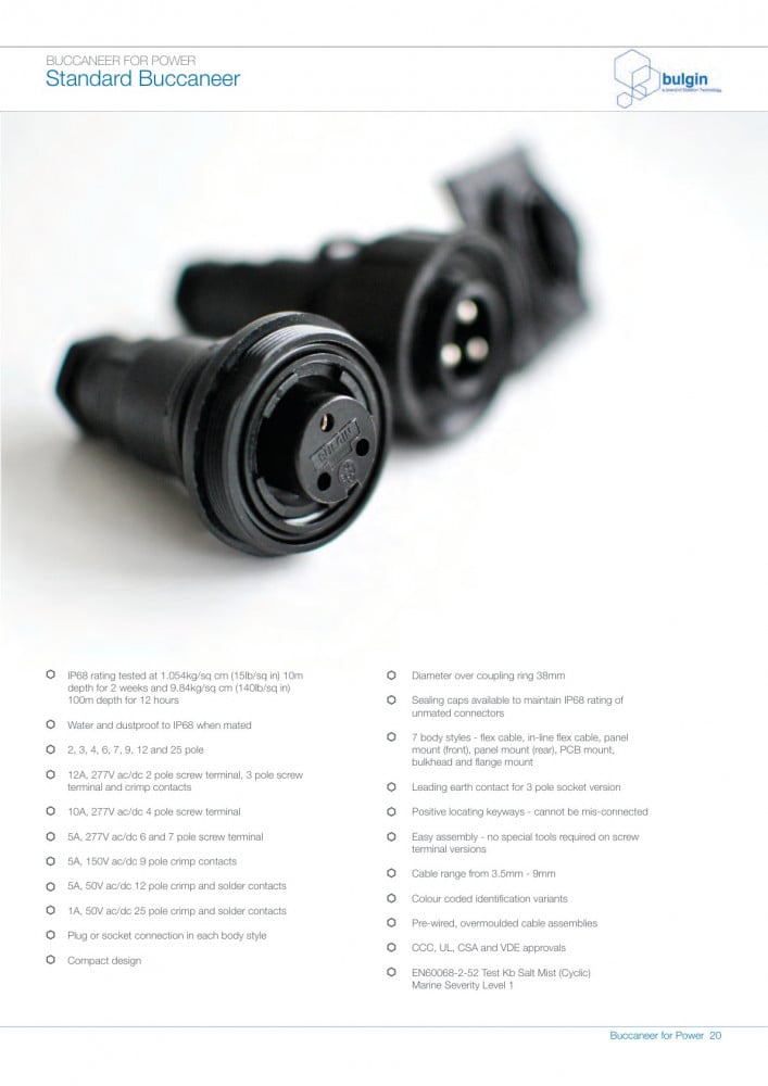 Bulgin connector datasheet page 1
