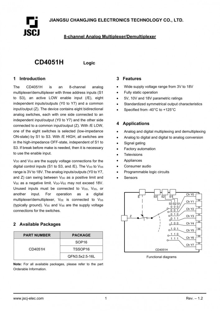 CD4051HAEN datasheet page 1