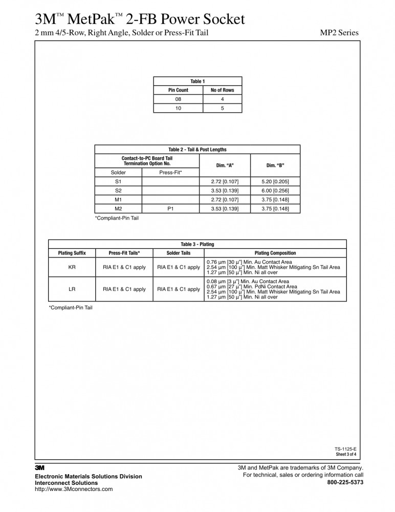 3M MP2-SP10-51P1-KR technical document page 3