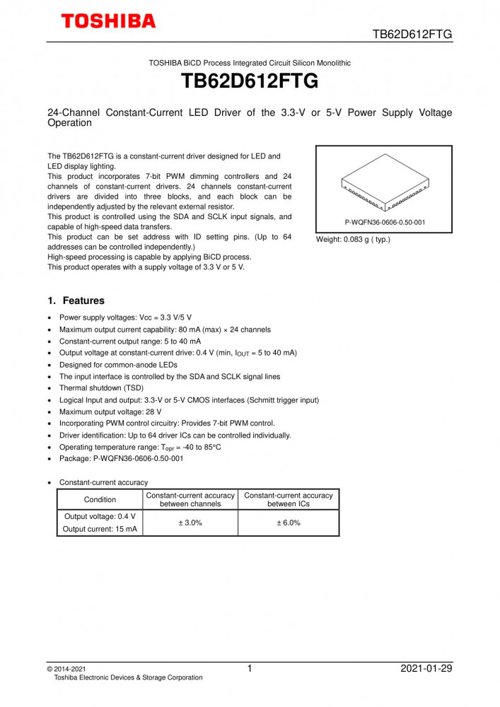 TB62D612FTG datasheet page 1