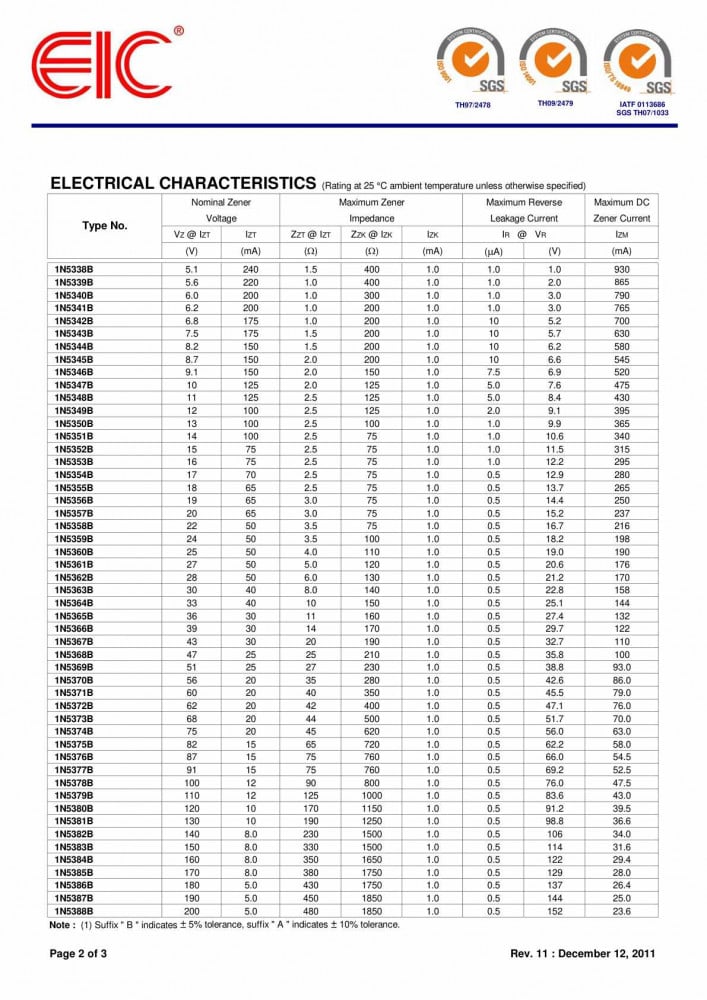 EIC 1N5338B datasheet page 2