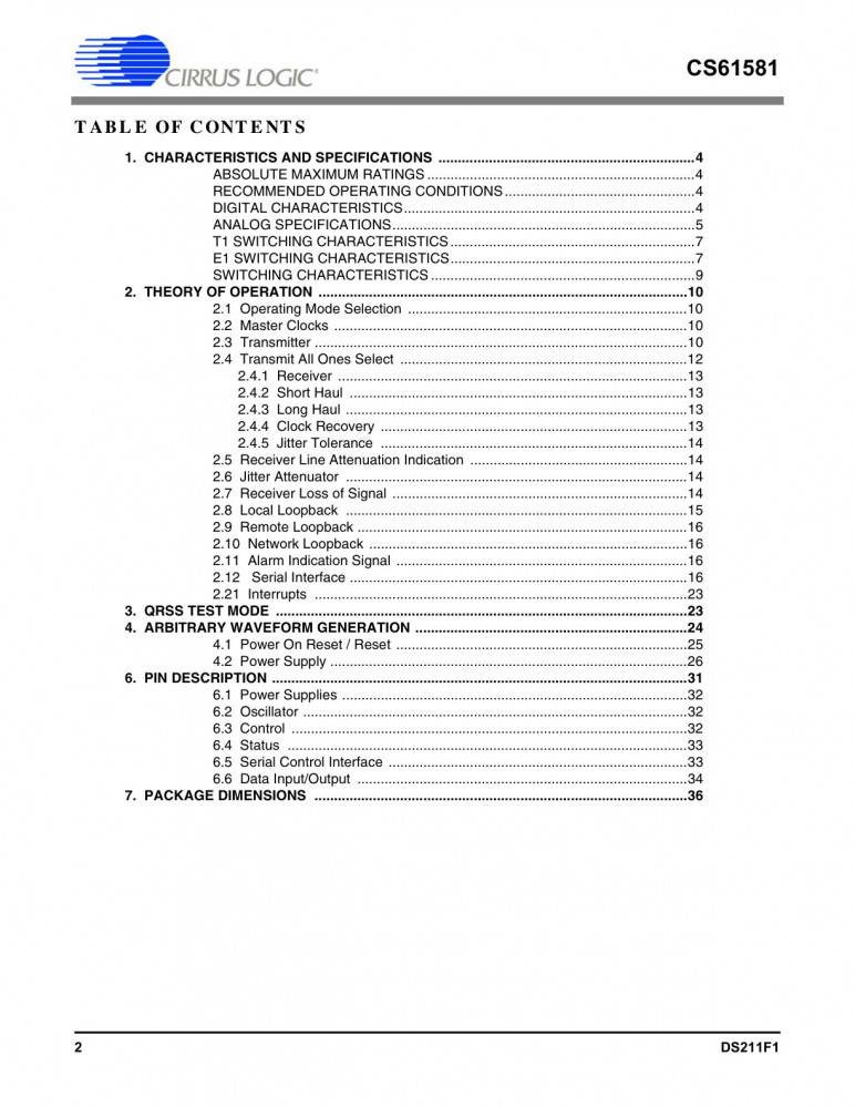 CS61581 datasheet page 2